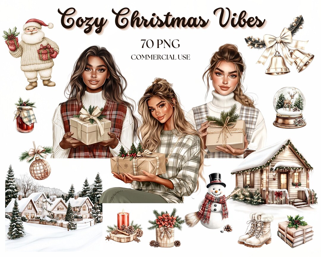 Christmas Clipart, Cozy Christmas Clipart, Xmas, Christmas Gifts ...