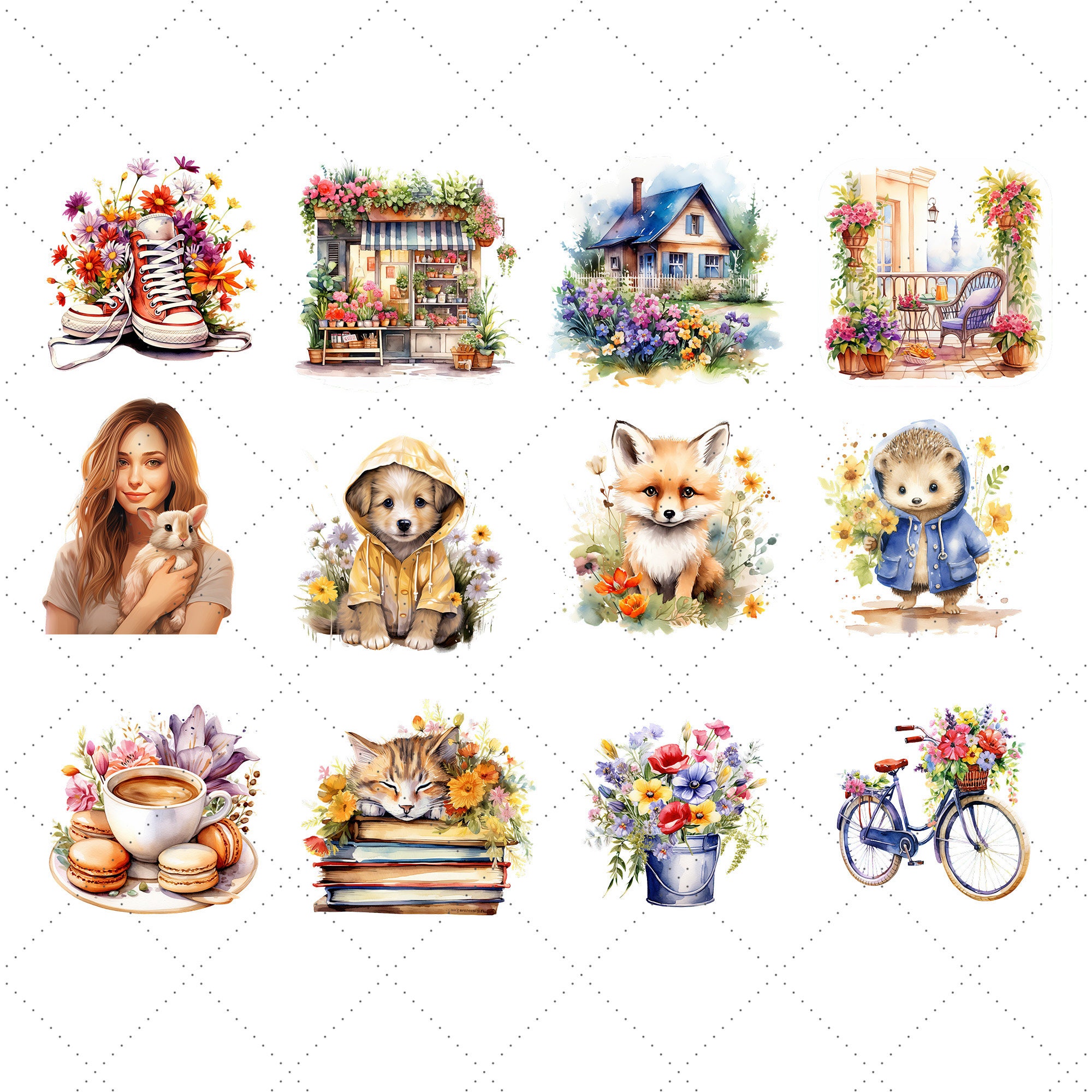 Wildflower Spring Watercolor Clipart Bundle, Cozy Spring Clipart Bundle ...