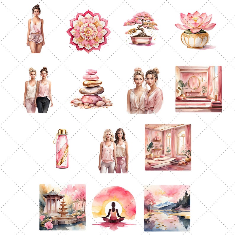 Watercolor Yoga Lover Clipart Set, Relaxation Clipart, Meditation and ...