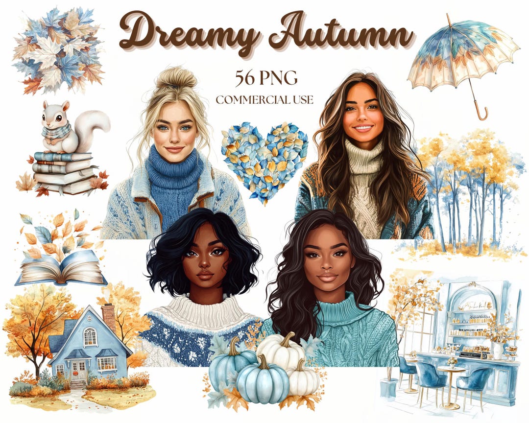Fall Watercolor Clipart, Dreamy Autumn Clipart, Autumn Season ...