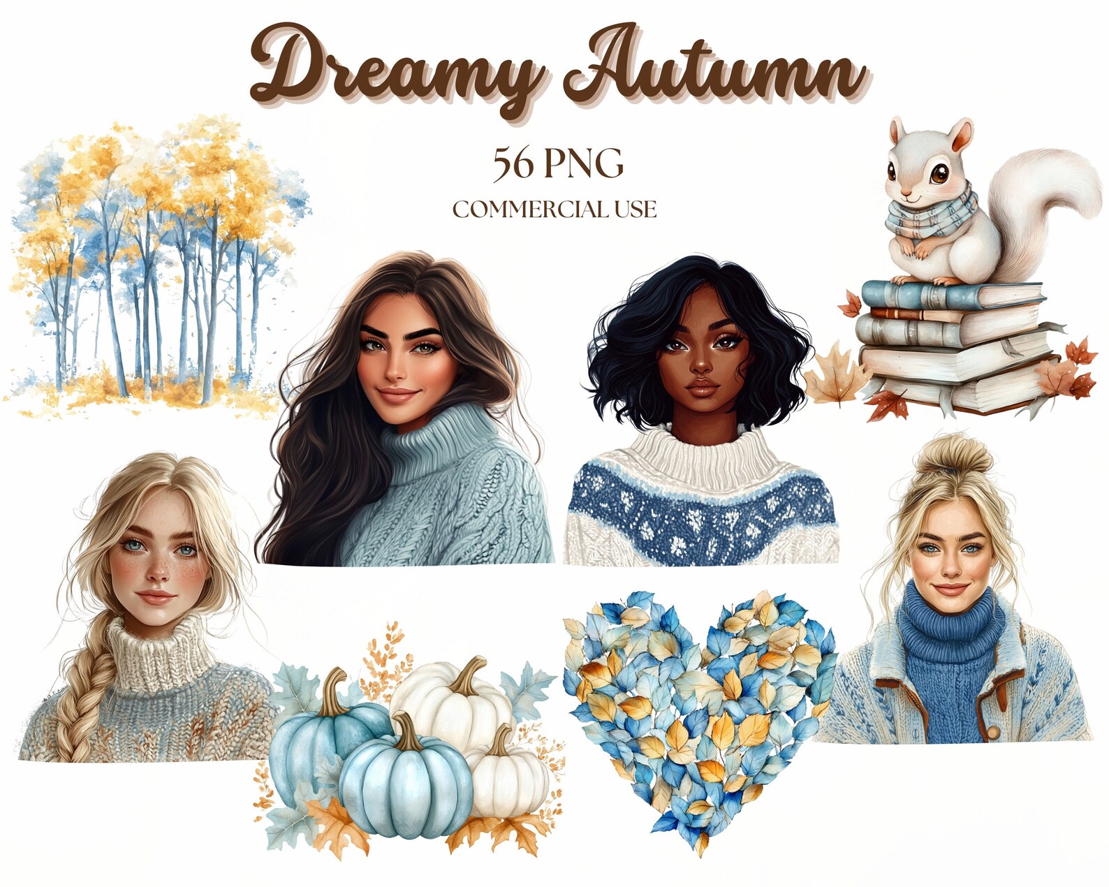 Fall Watercolor Clipart, Dreamy Autumn Clipart, Autumn Season ...