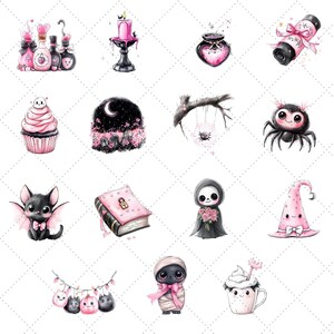Sweet Halloween Clipart, Spooky Clipart, Pink Halloween, Kids Halloween ...