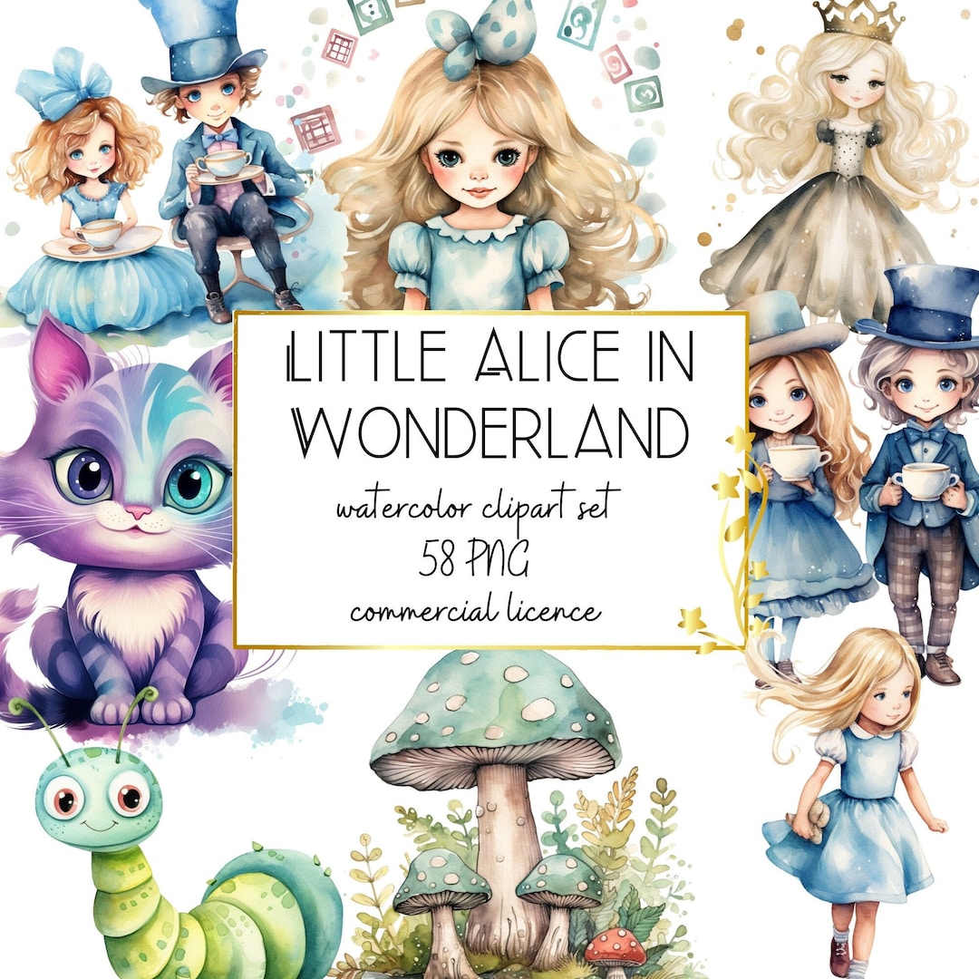 Little Alice in Wonderland Clipart Bundle, Young Alice in Wonderland ...