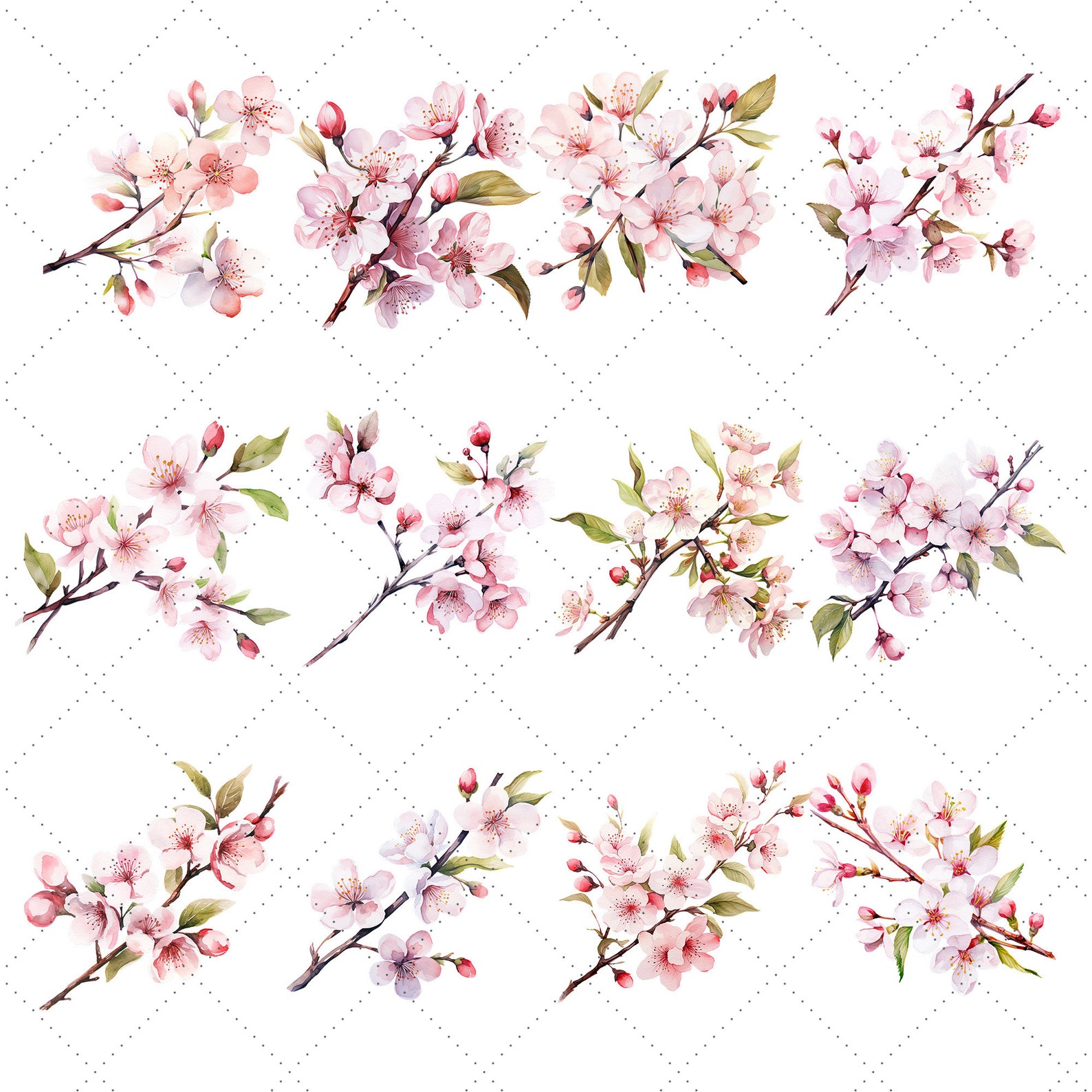 Cherry Blossom Watercolor Clipart Bundle, Watercolor Sakura Clipart ...
