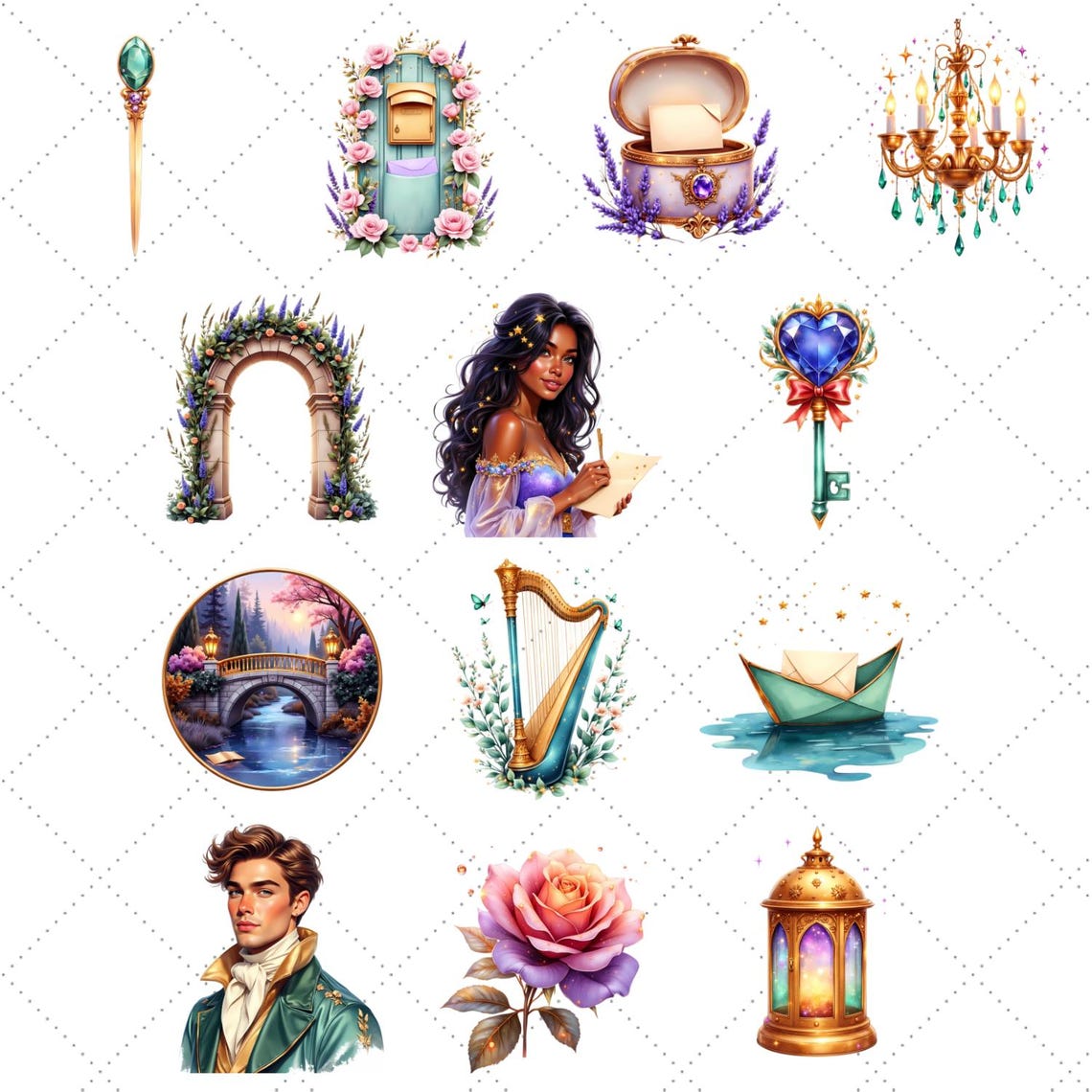 Magical Love Letters Clipart: Fantasy Romance PNG Bundle (62 Pngs ...