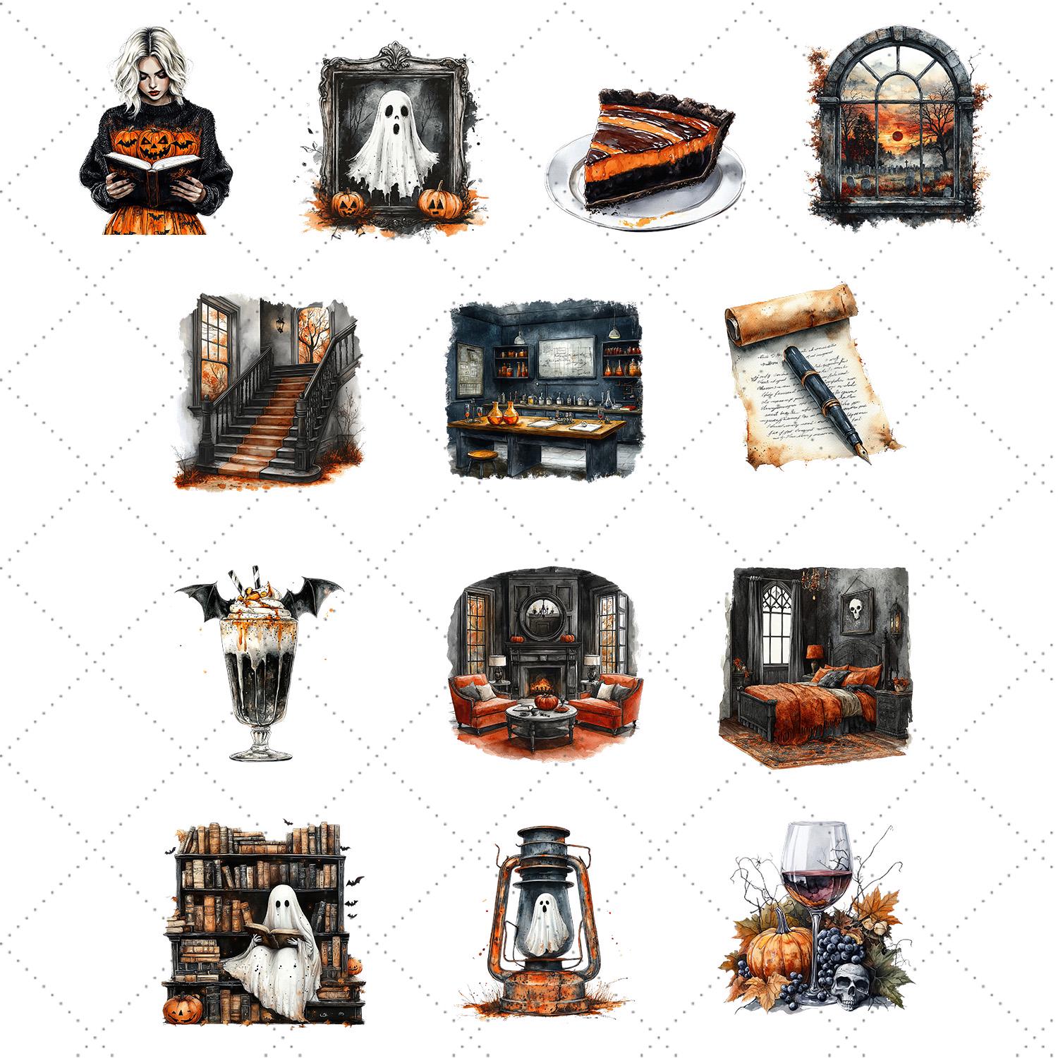 Dark & Spooky Academia Clipart: Halloween Book and Gothic PNG Bundle ...