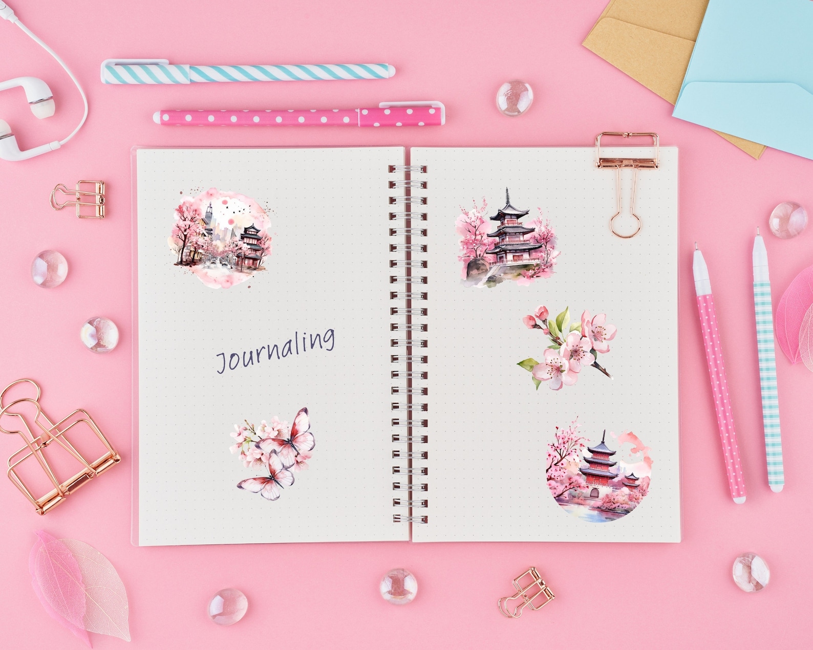 Sakura Watercolor Clipart Bundle, Cherry Blossom Watercolor Clipart ...