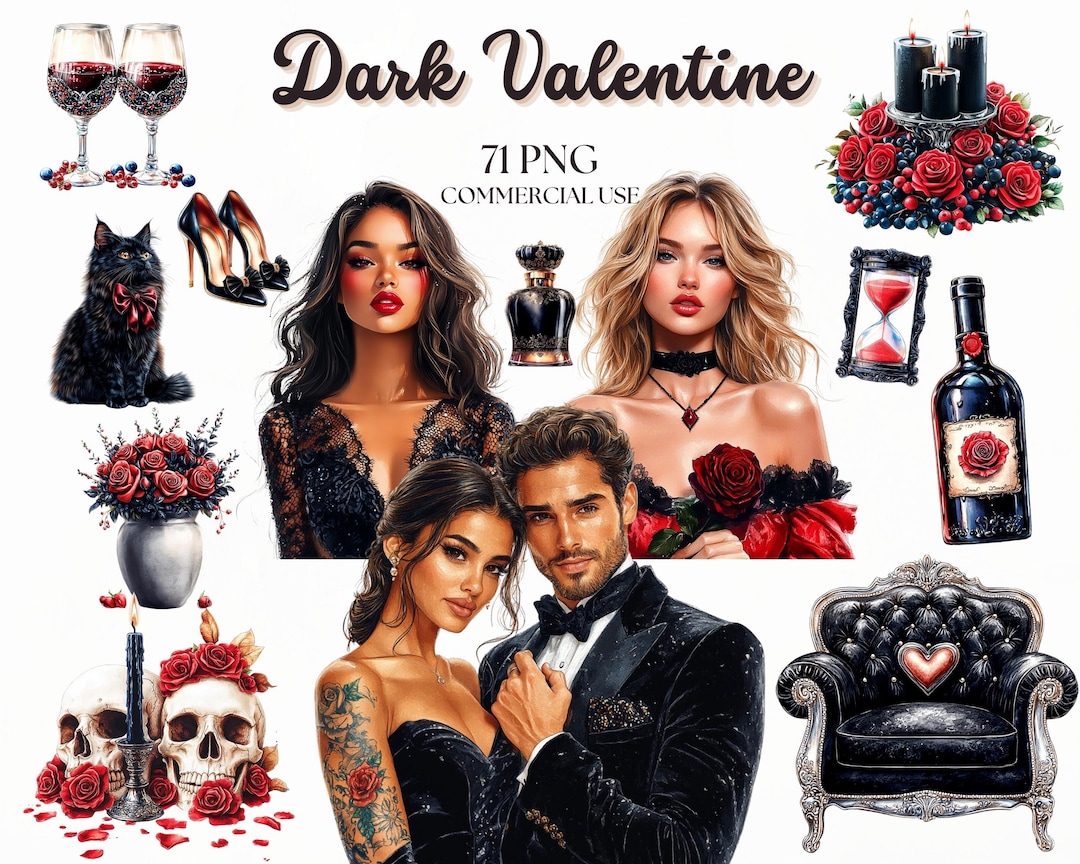 Dark Romance Clipart, Gothic Romance, Dark Valentine, Gothic Girl ...