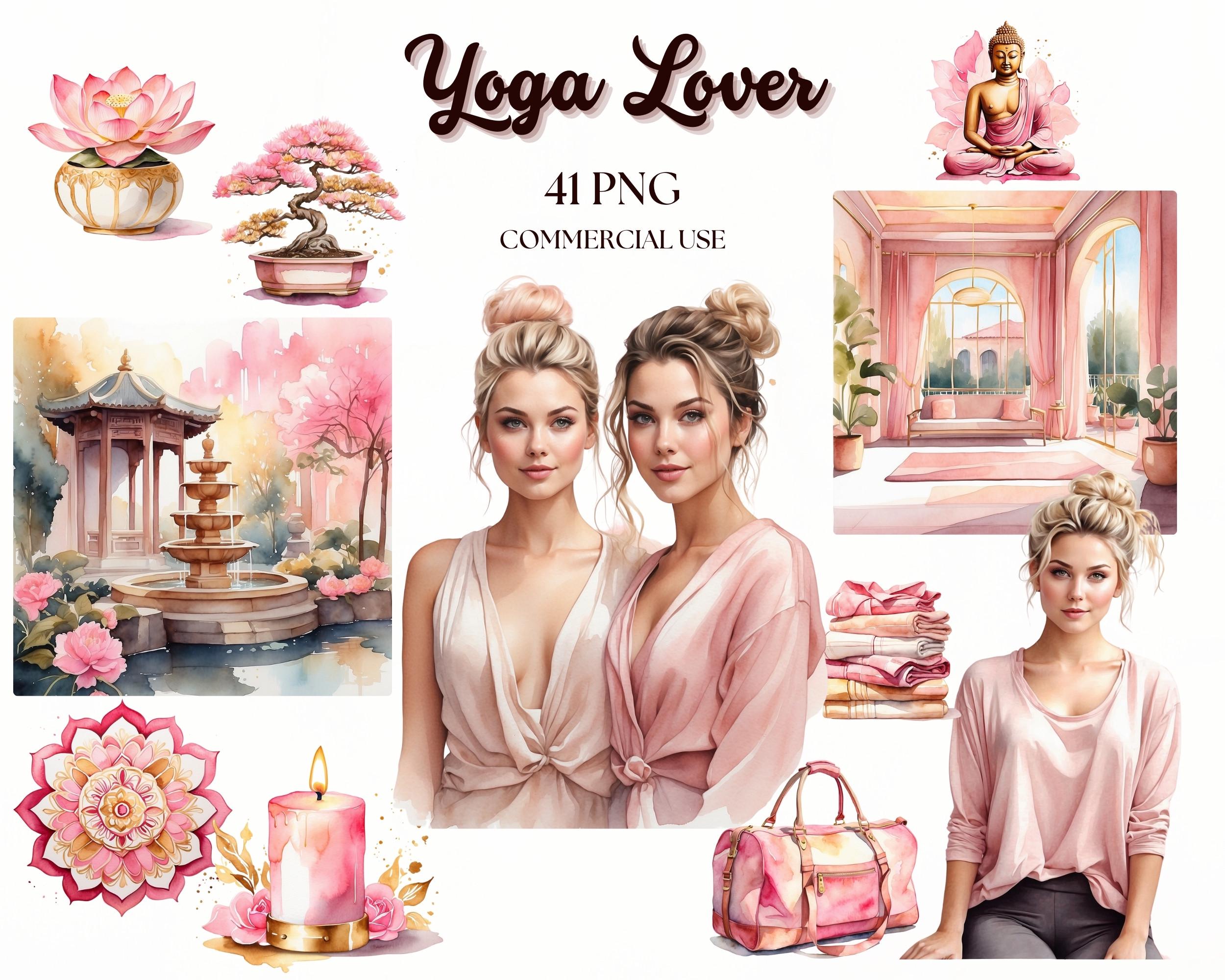 Watercolor Yoga Lover Clipart Set, Relaxation Clipart, Meditation and ...