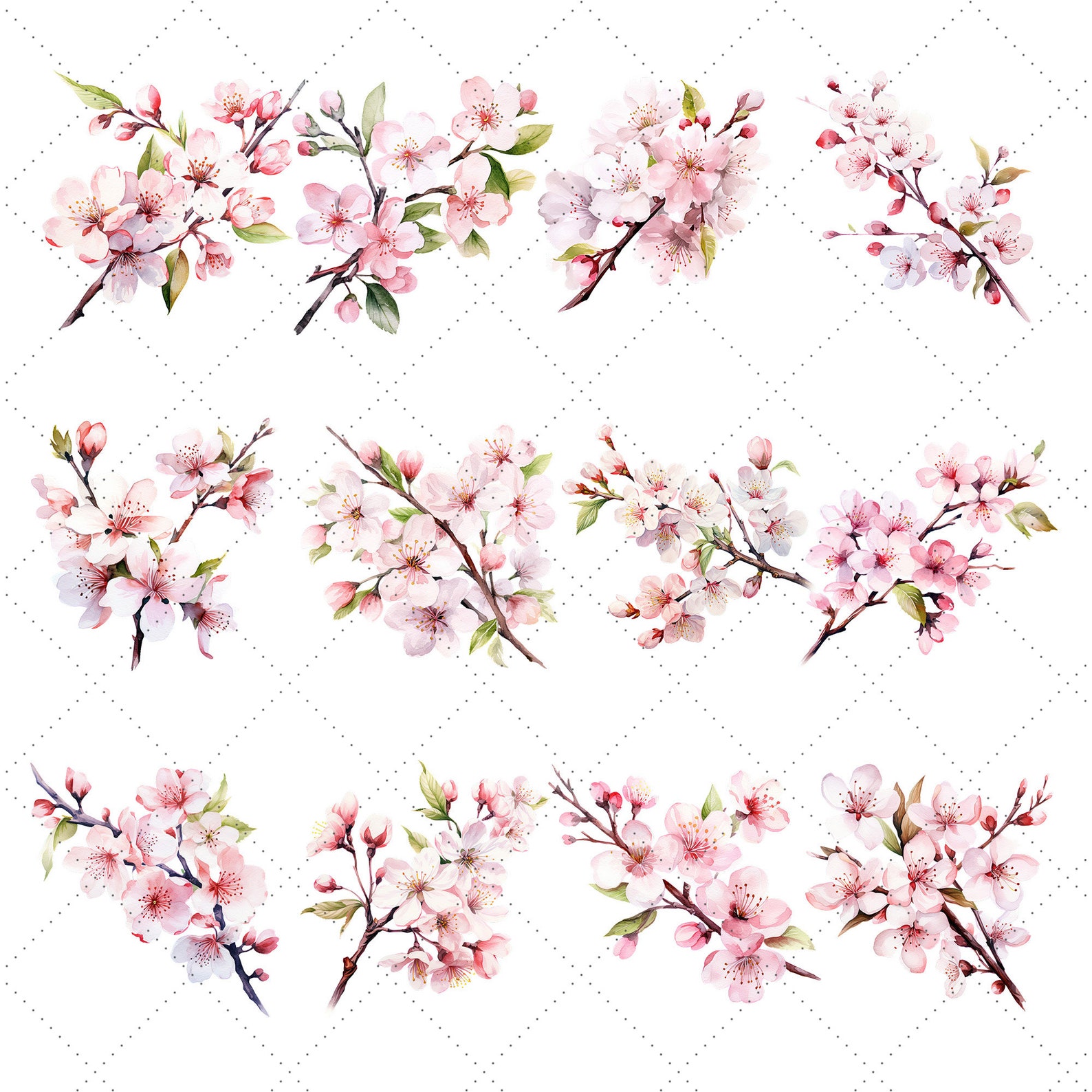 Cherry Blossom Watercolor Clipart Bundle, Watercolor Sakura Clipart ...