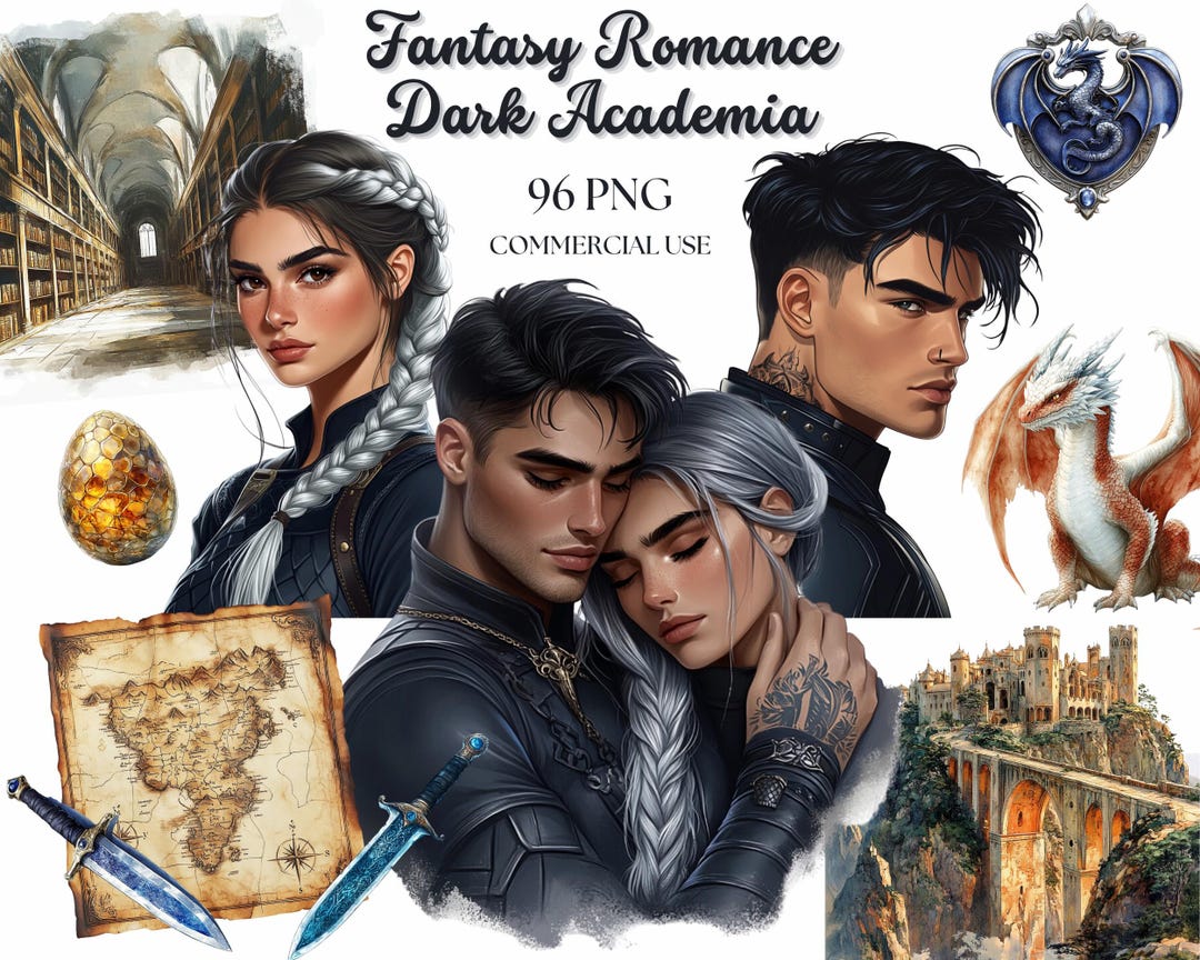 Dragon Clipart, Dark Academia Clipart, War Academia, Romantic Bookworm ...