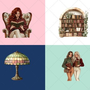 Autumn Library Clipart, Autumn Bookworm, Fall Clipart, Cottagecore ...