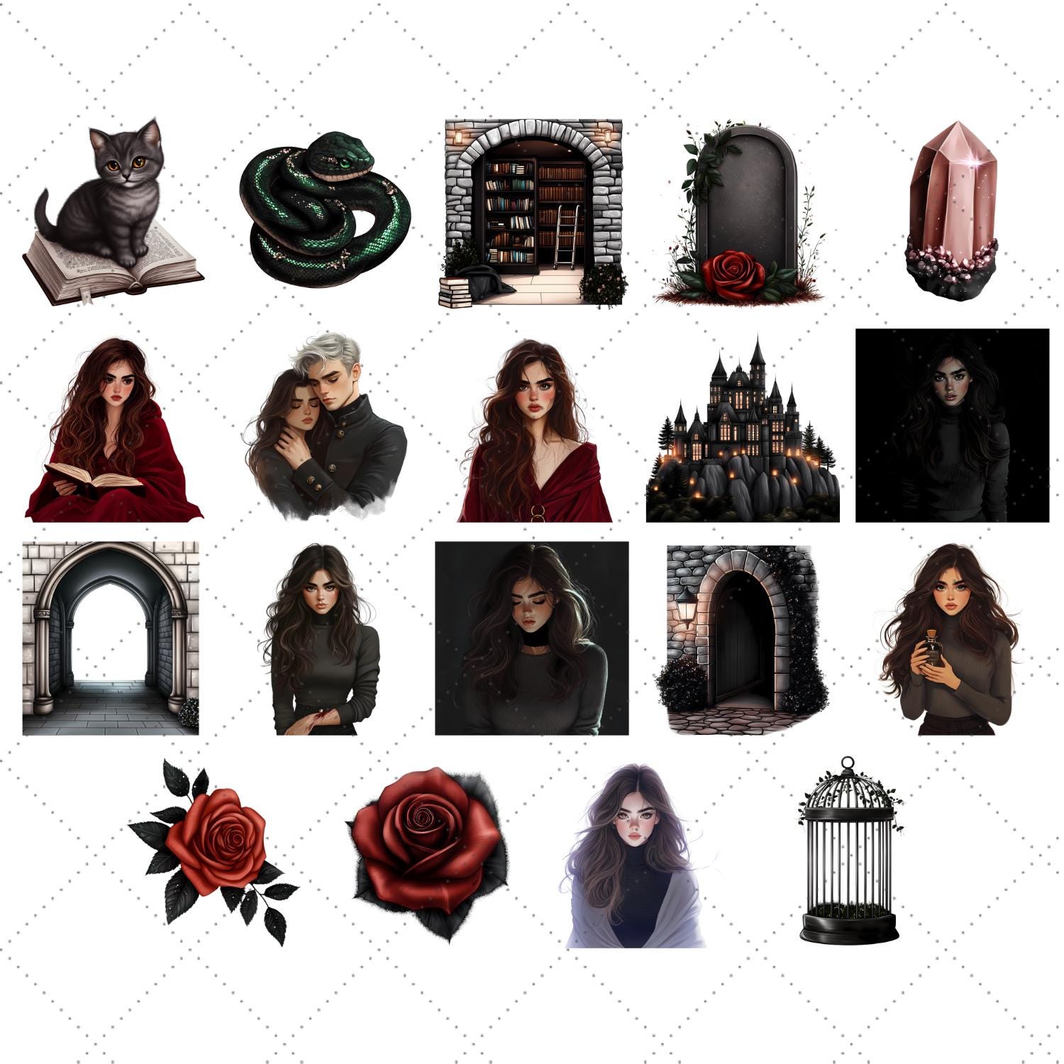 Enslaved Hearts Clipart: Dark Fantasy Romance PNG Bundle (93 Pngs ...