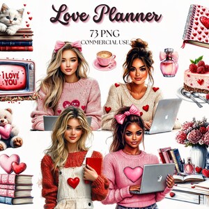 Valentines Planner Clipart, Valentines Clipart, Romantic Love, Heart ...