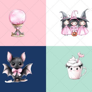 Sweet Halloween Clipart, Spooky Clipart, Pink Halloween, Kids Halloween ...