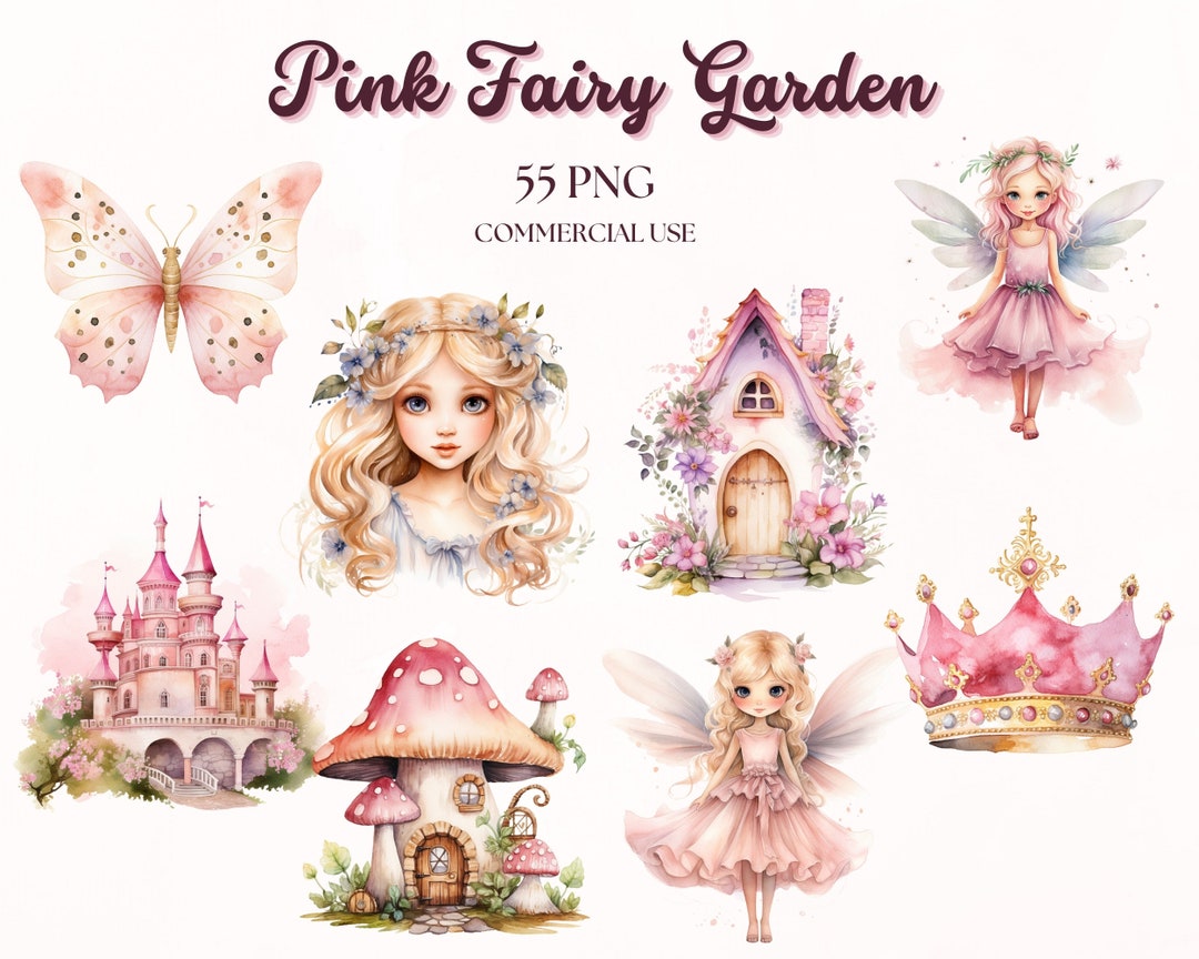 Watercolor Fairy Clipart, Pink Fairy PNG, Fairy Garden Clipart , Fairy ...
