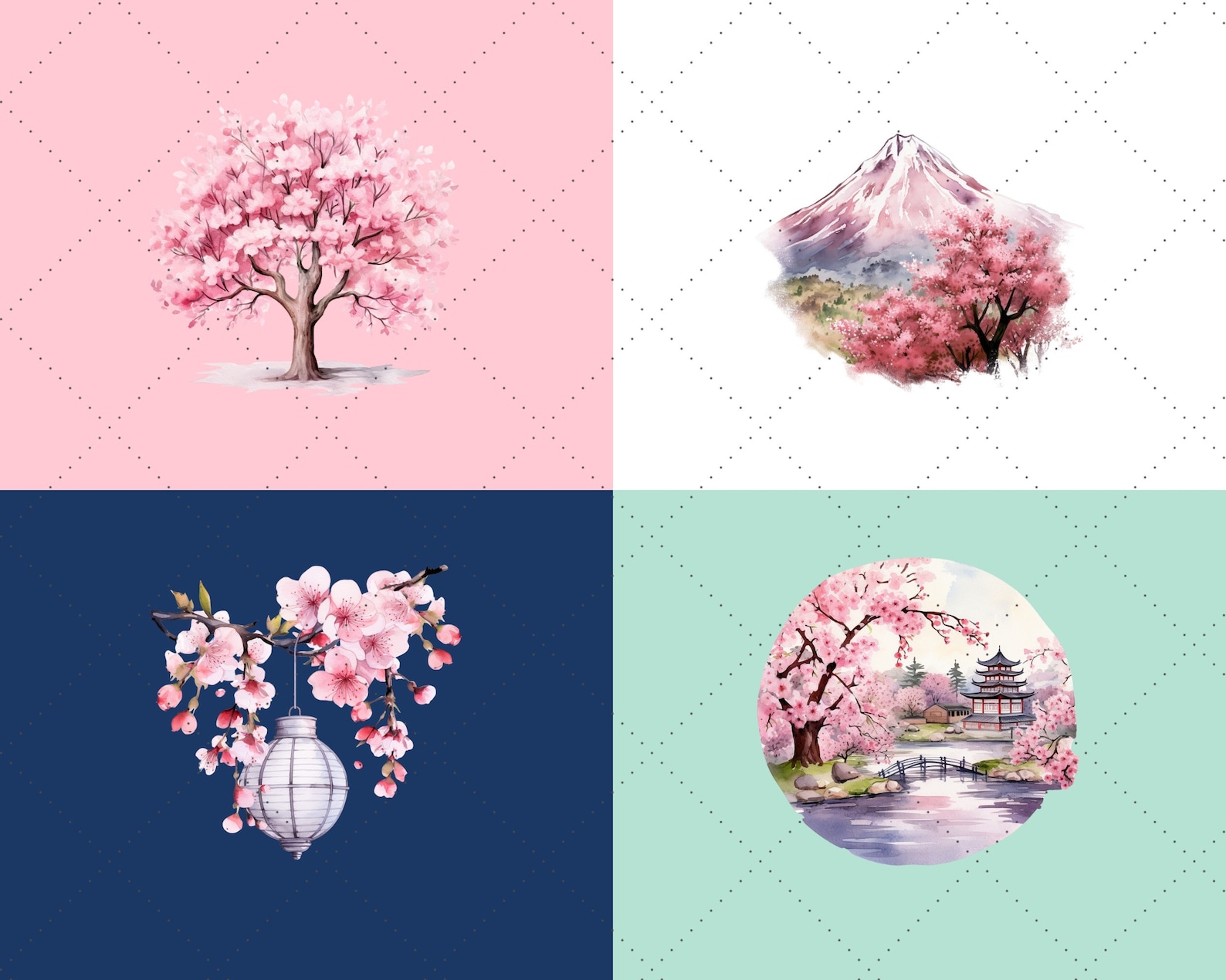 Sakura Watercolor Clipart Bundle, Cherry Blossom Watercolor Clipart ...