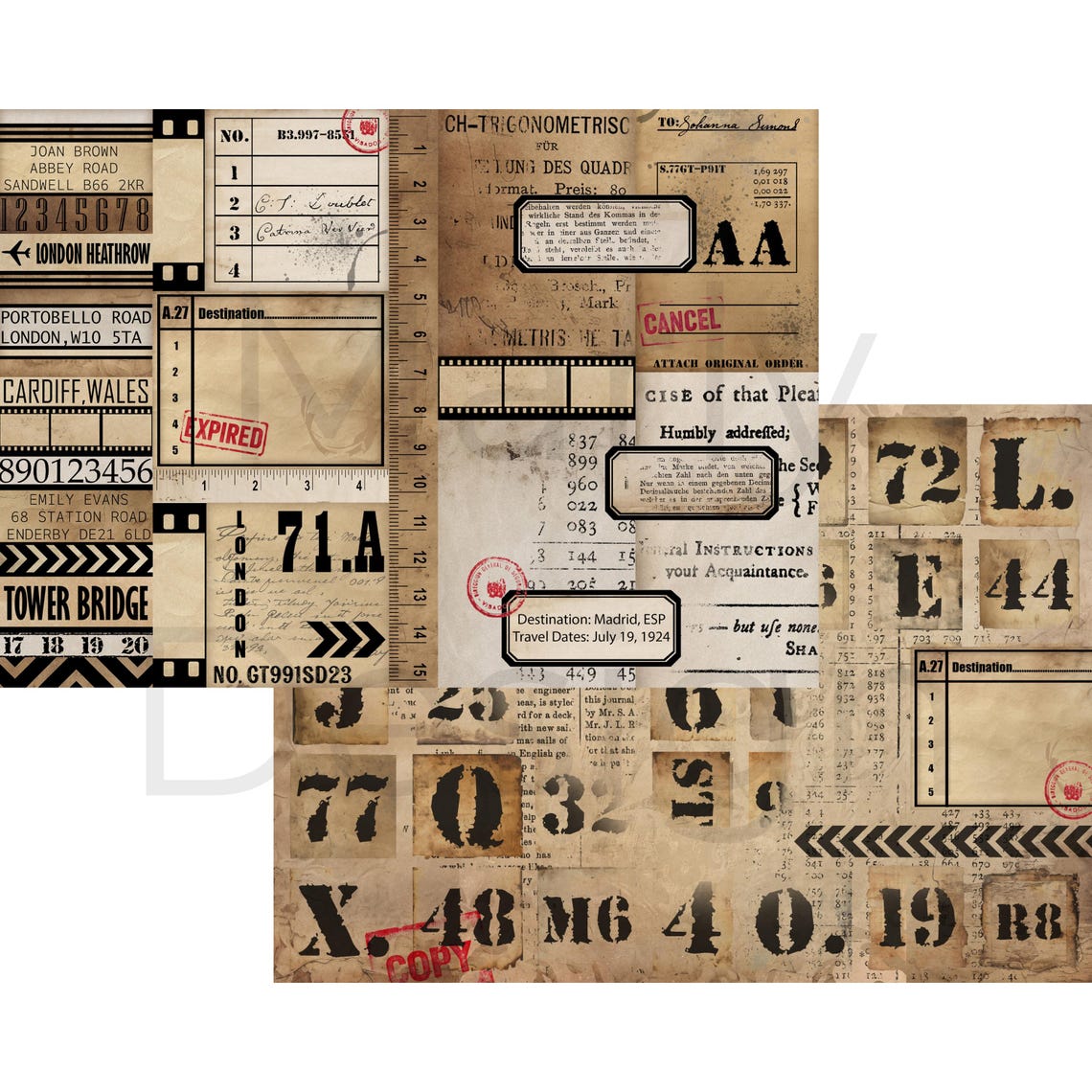 PAPER PATHWAYS BACKGROUNDS, Numbers & Text, Junk Journal Pages ...