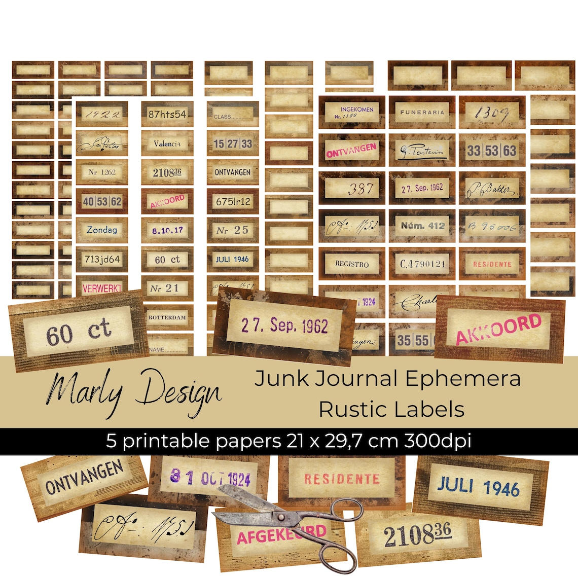 RUSTIC LABELS, Labels for Junk Journaling, Cardmaking, Scrapbooking ...