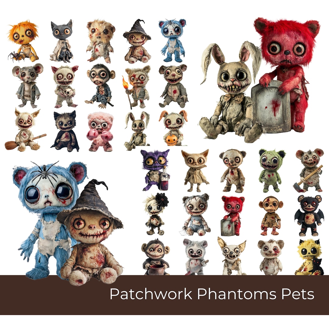 PATCHWORK PHANTOMS PETS, Paper Dolls, Spooky, Halloween, Creepy, Quirky ...
