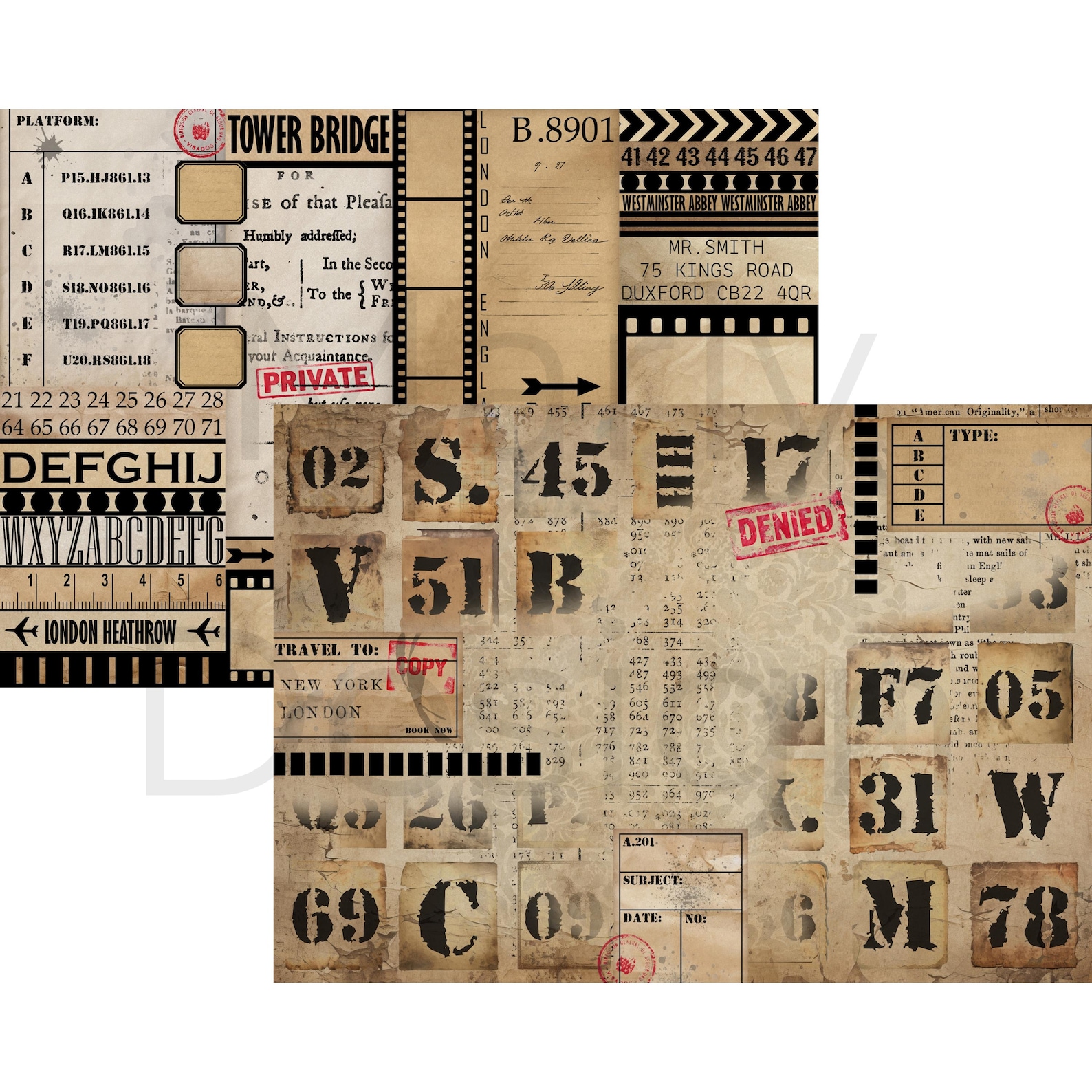 PAPER PATHWAYS BACKGROUNDS, Numbers & Text, Junk Journal Pages ...