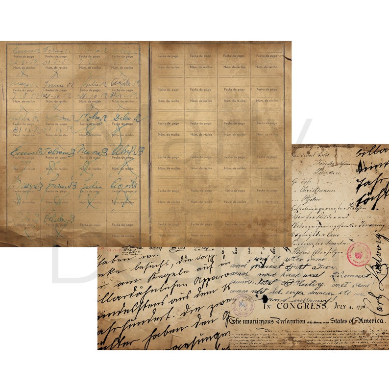 DOCUMENTED PAPERS Vintage Junk Journal Pages, Old Documents ...