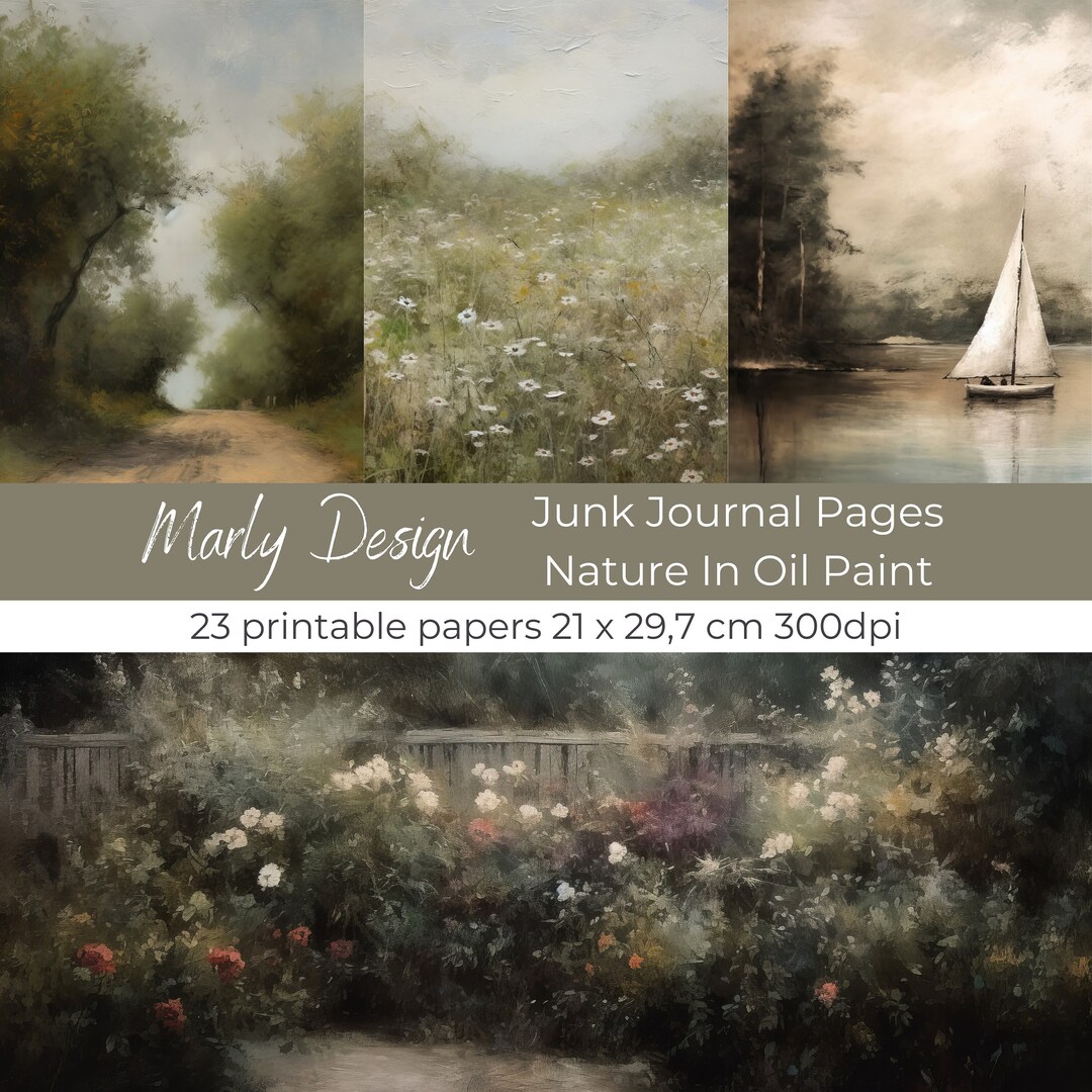 Digital Background Paper Oil Painting Nature Forest Landscape ...