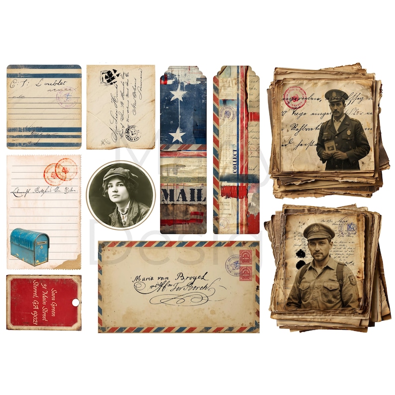 Postmarked Memories Fussy Cut Ephemera, Printable Vintage Postal Images ...