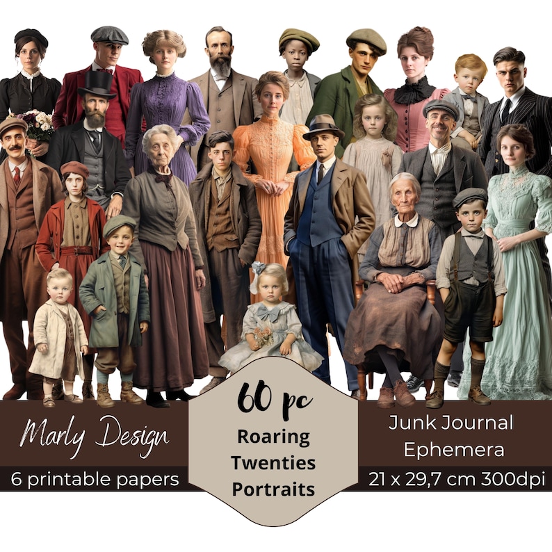 ROARING TWENTIES PORTRAITS, Paper Dolls, Fussy Cut, Vintage Photo's ...