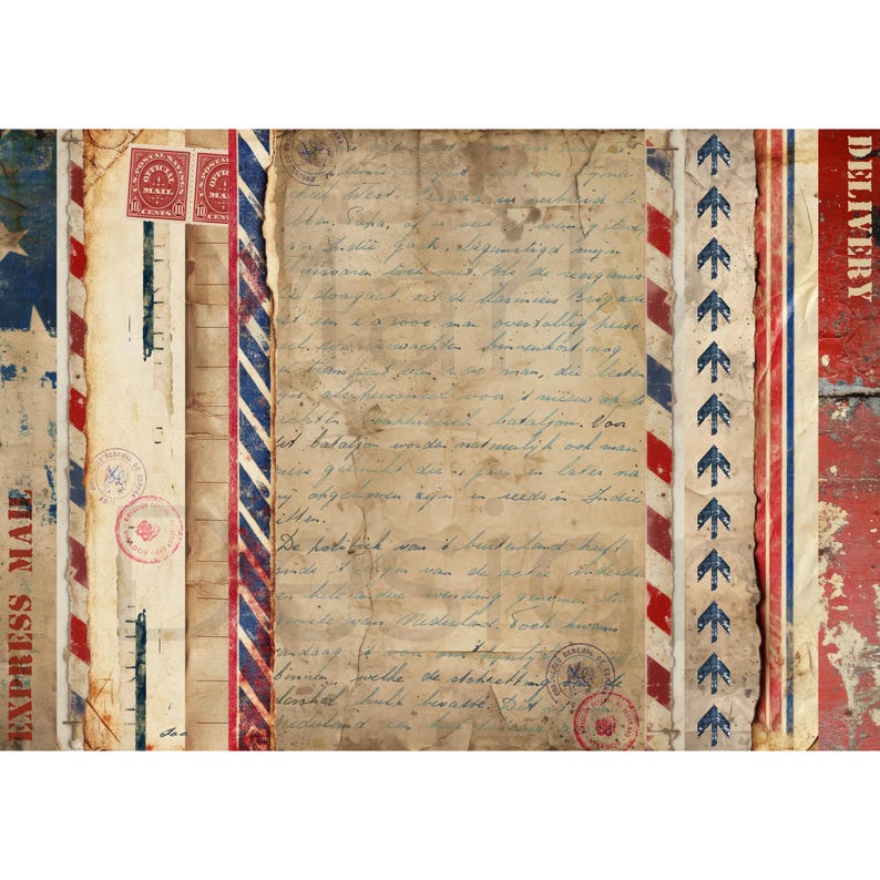 Postmarked Memories Junk Journal Backgrounds, Vintage Grunge Postal ...