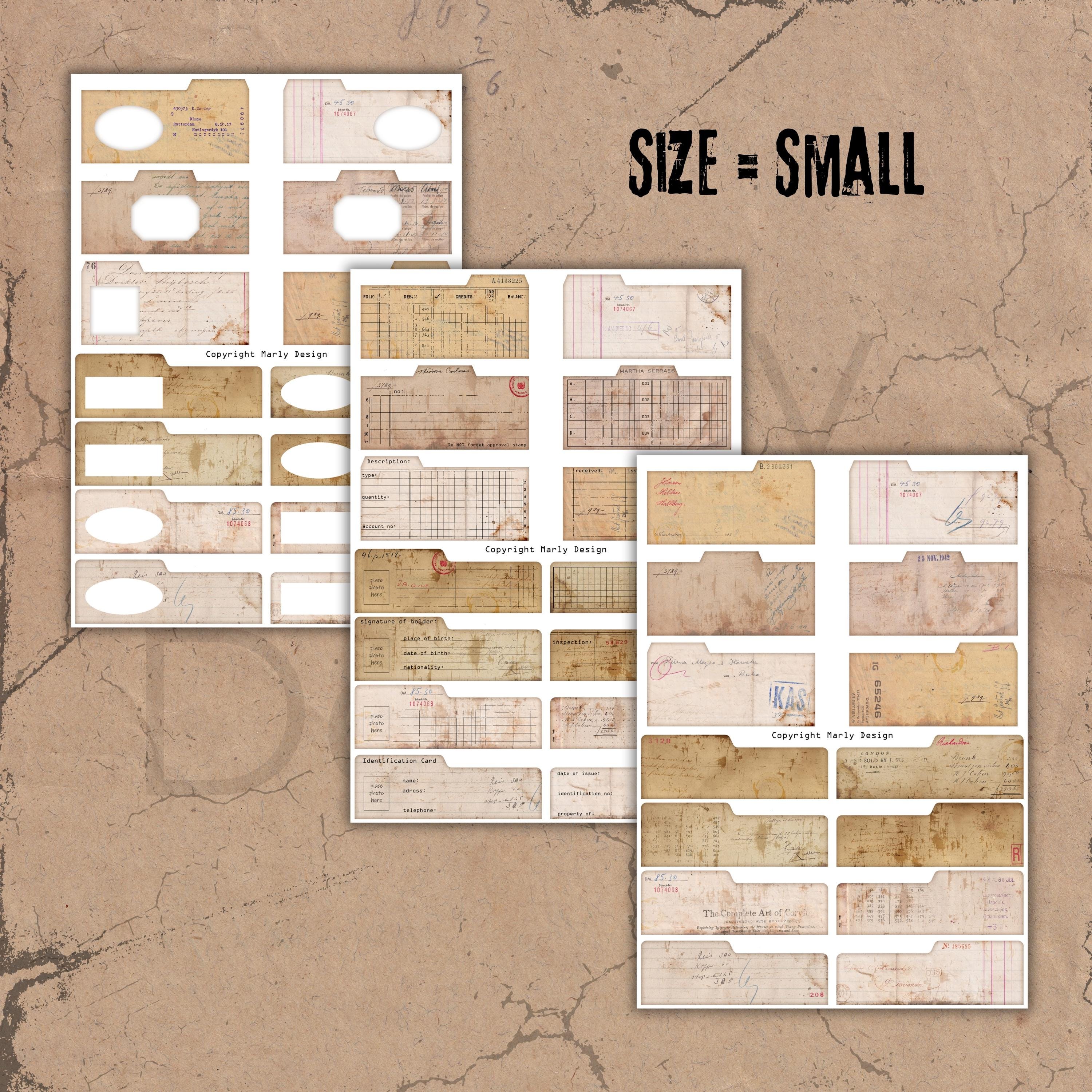 FRAGMENTED FILE Folder Tabs, 9 Vintage Printable Pages, A4 Ephemera for ...