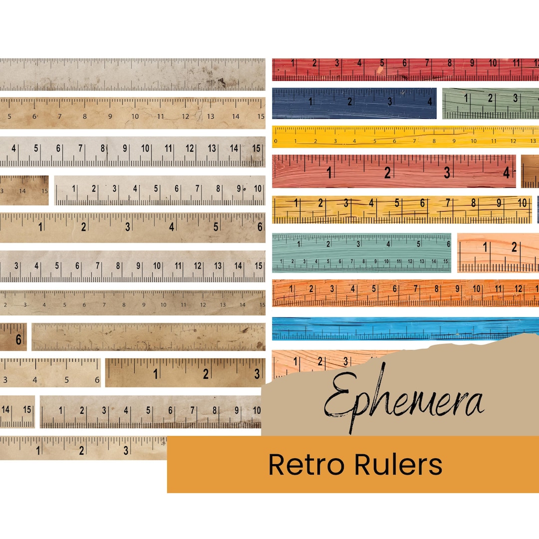 RETRO RULERS, Vintage Rulers, Measuring Tape, Centimeters, Inches, Old ...
