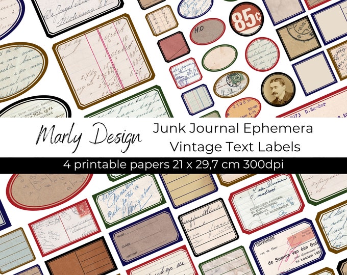 Vintage Text Labels Junk Journaling and Papercraft Dennison Labels ...