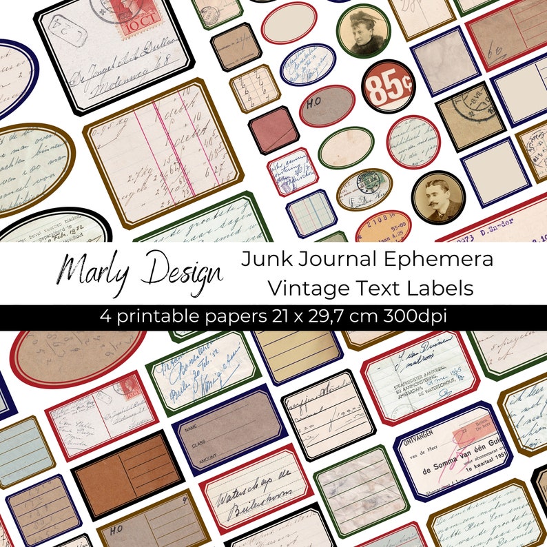 Vintage Text Labels, Junk Journal Ephemera (digital Download) - Etsy
