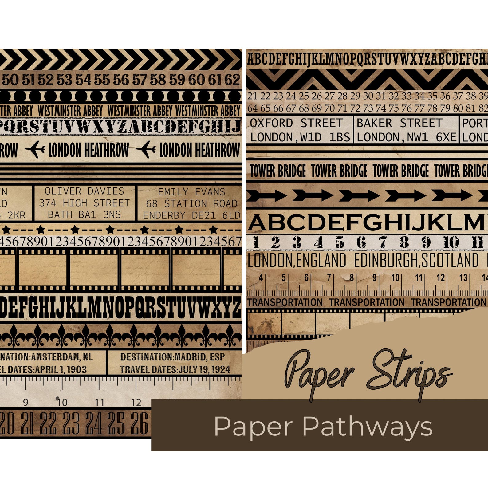 PAPER PATHWAYS PAPERSTRIPS, Paper Strips With Text Numbers & Symbols ...
