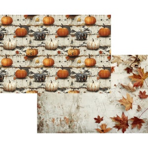 FALL LEAVES & PUMPKINS Junk Journal Pages Backgrounds Vintage Fall ...