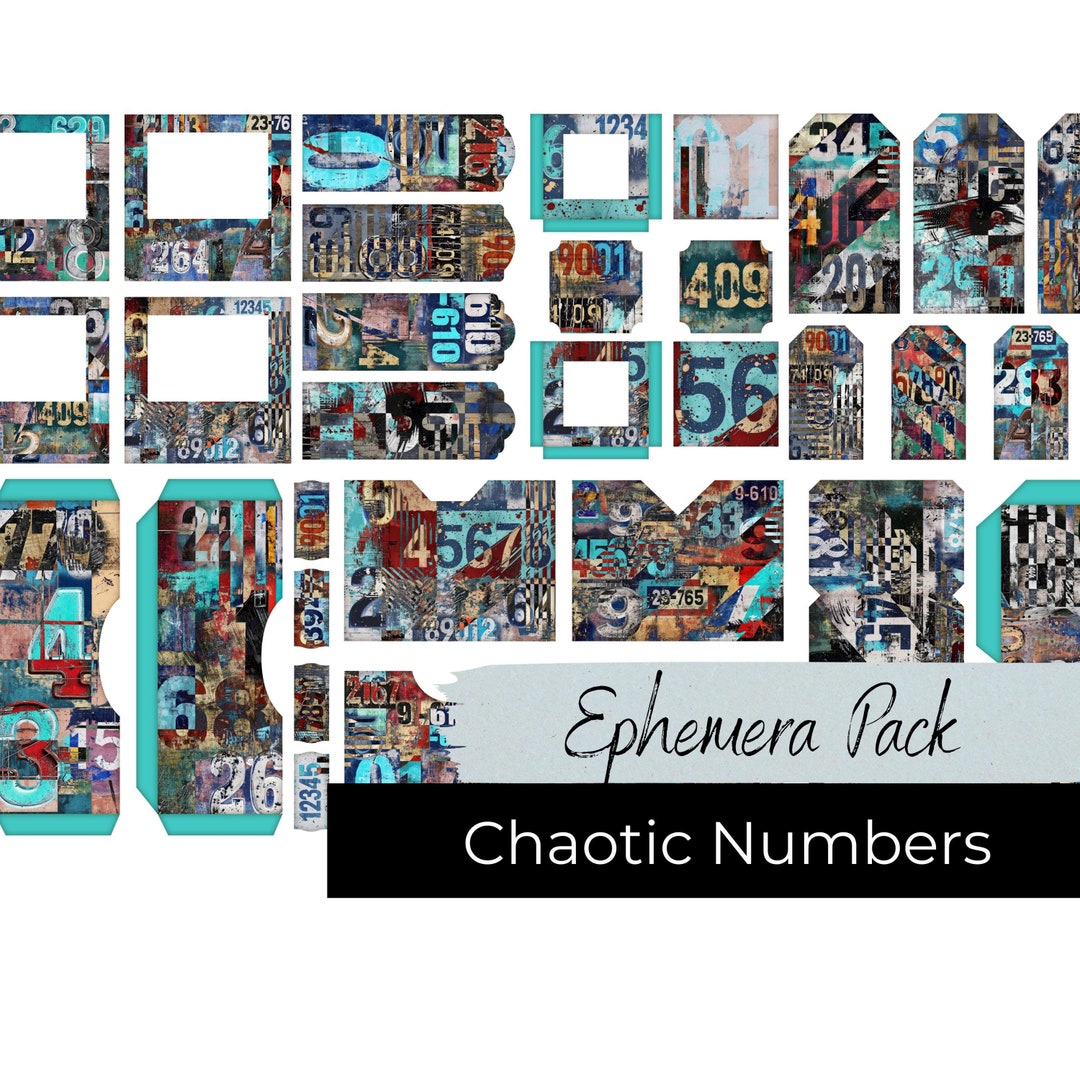 CHAOTIC NUMBERS EPHEMERA for Junk Journaling, Distressed Numbers ...