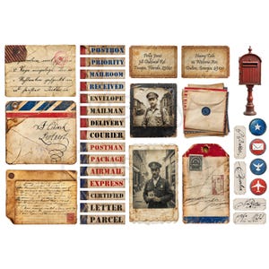 POSTMARKED MEMORIES FUSSY Cut, Postal Theme, Mail, Mailman, Postcards ...