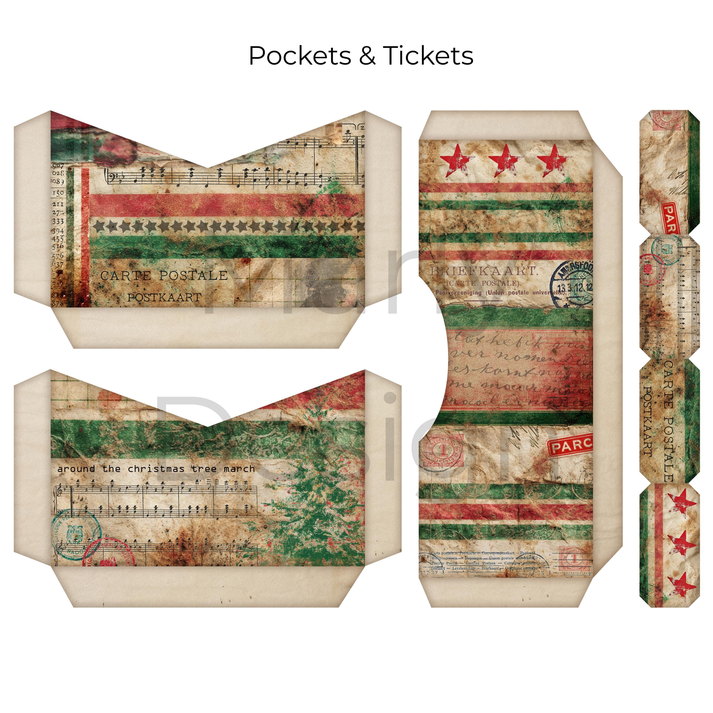 CHRISTMAS COURIER EPHEMERA, Vintage Grunge Printable, Christmas Holiday ...