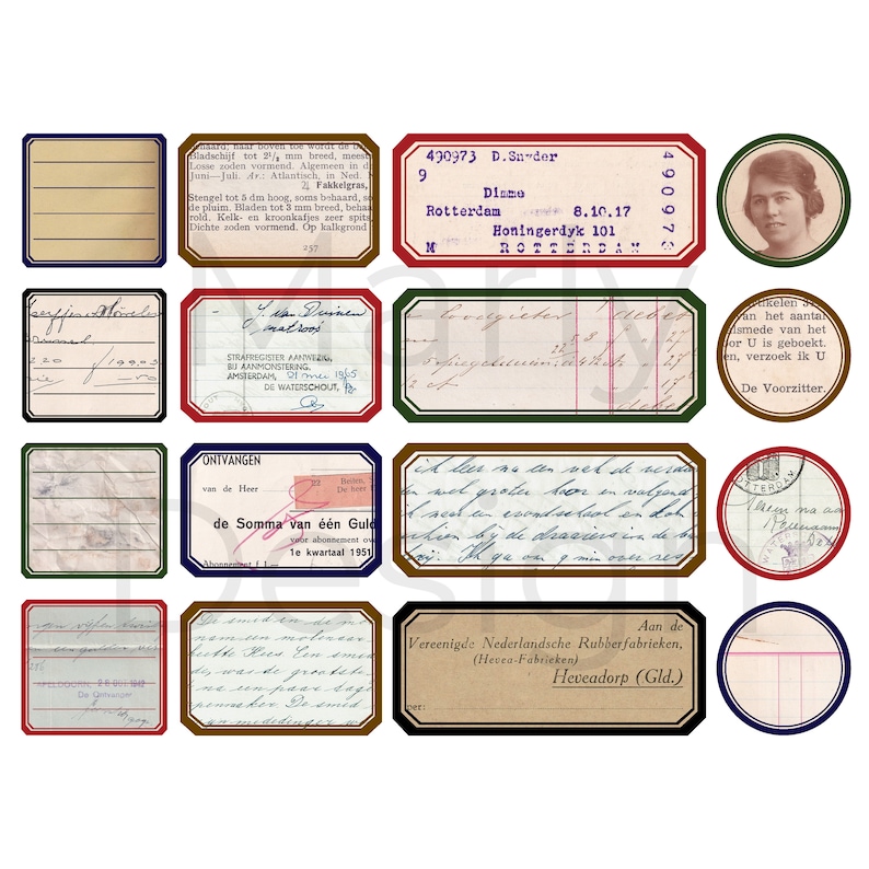 Vintage Text Labels Junk Journaling and Papercraft Dennison Labels ...
