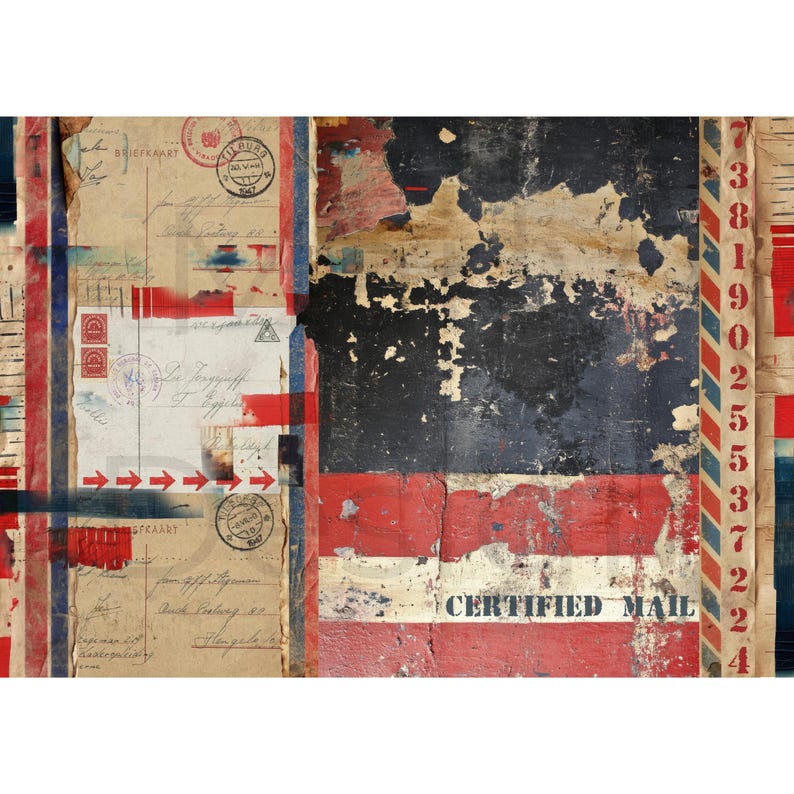 Postmarked Memories Junk Journal Backgrounds, Vintage Grunge Postal ...