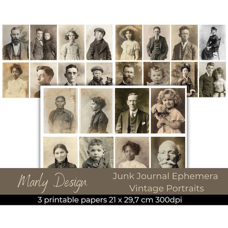 VINTAGE PORTRAITS Ephemera Pack, Vintage Images, Vintage Photo's, Junk ...