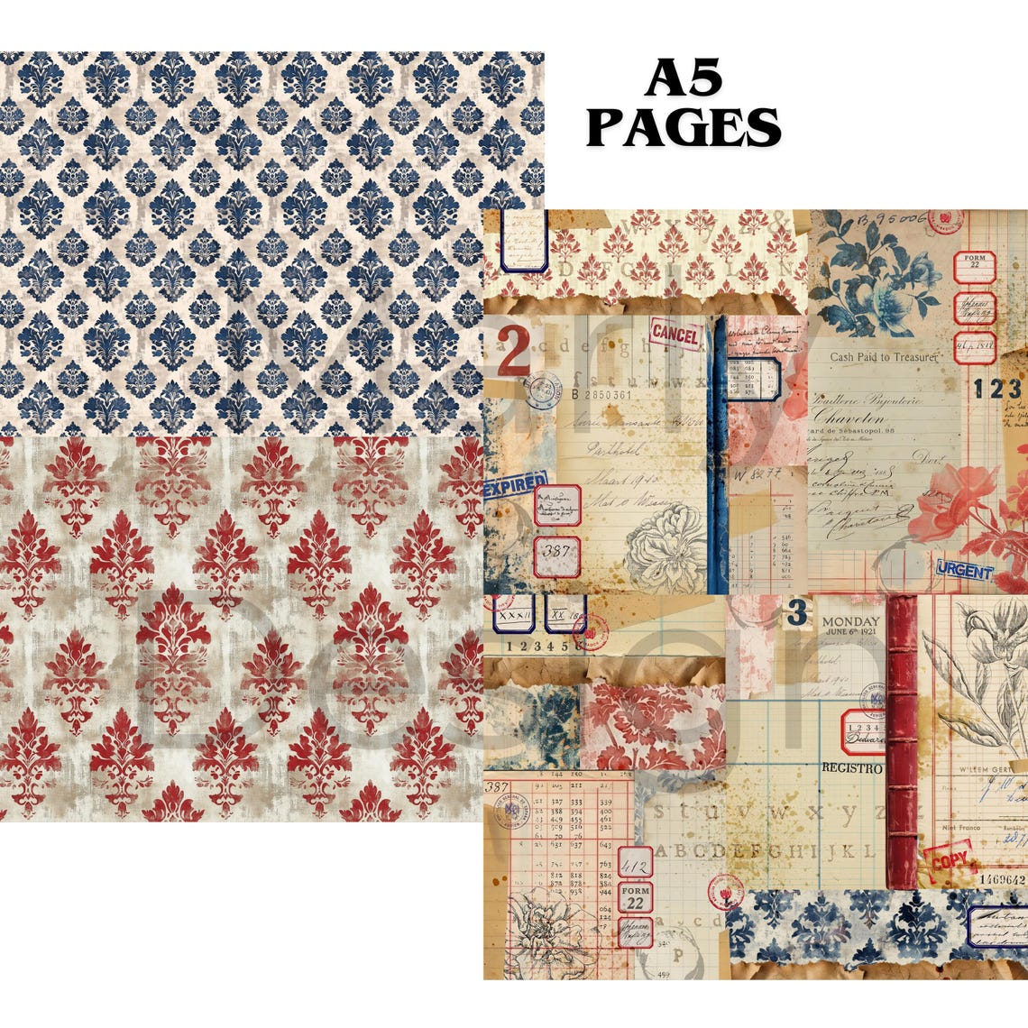 TIME-STAMPED BACKGROUNDS Junk Journal Pages, Papercrafting, Vintage ...
