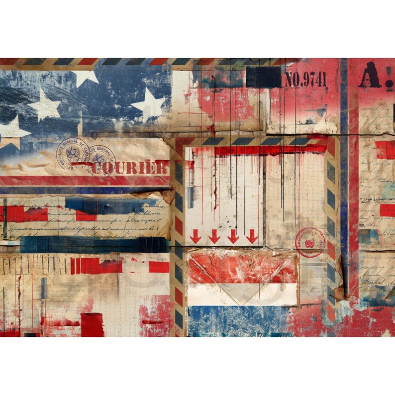 Postmarked Memories Junk Journal Backgrounds, Vintage Grunge Postal ...