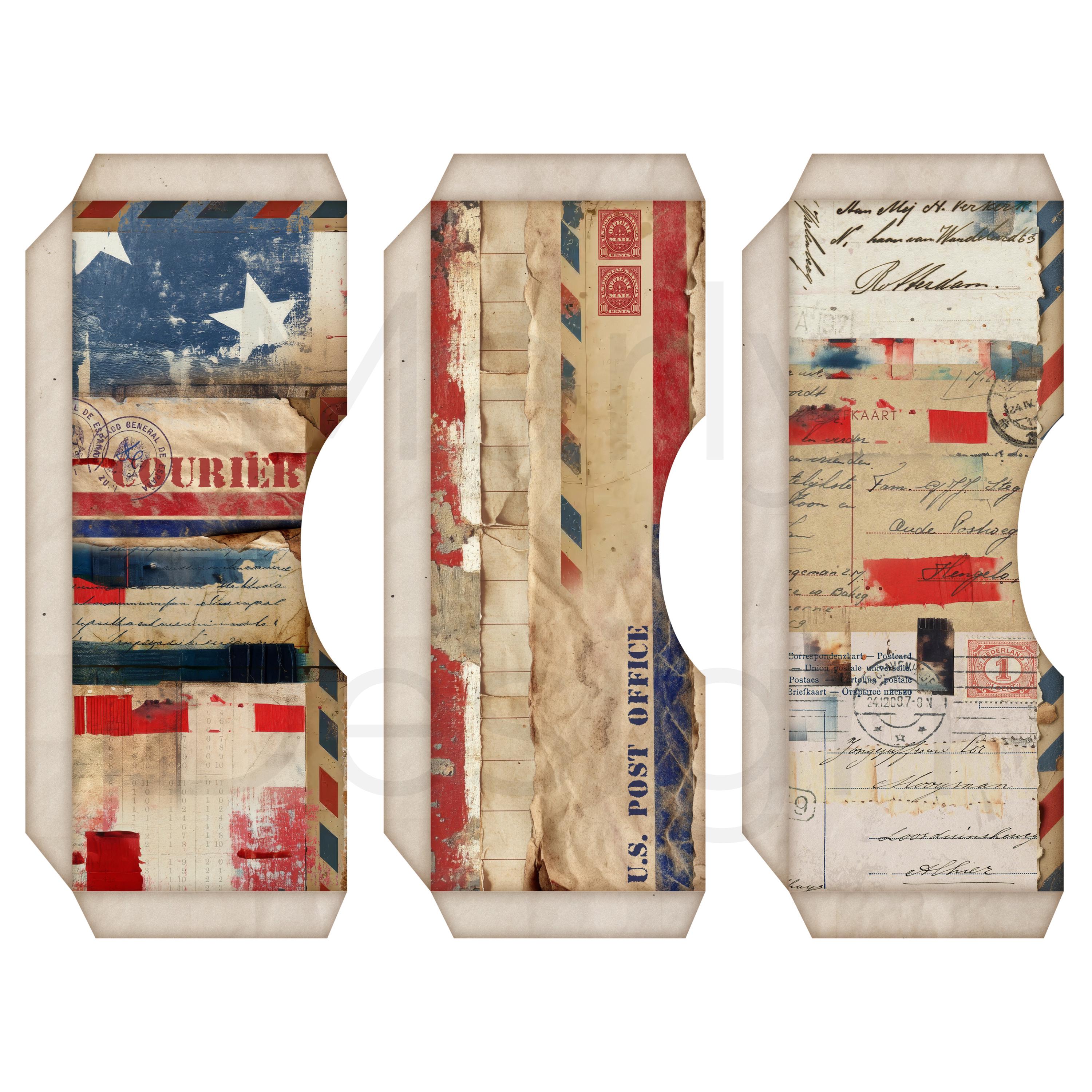 POSTMARKED MEMORIES EPHEMERA, Vintage Postal Theme, Red and Blue, Mail ...
