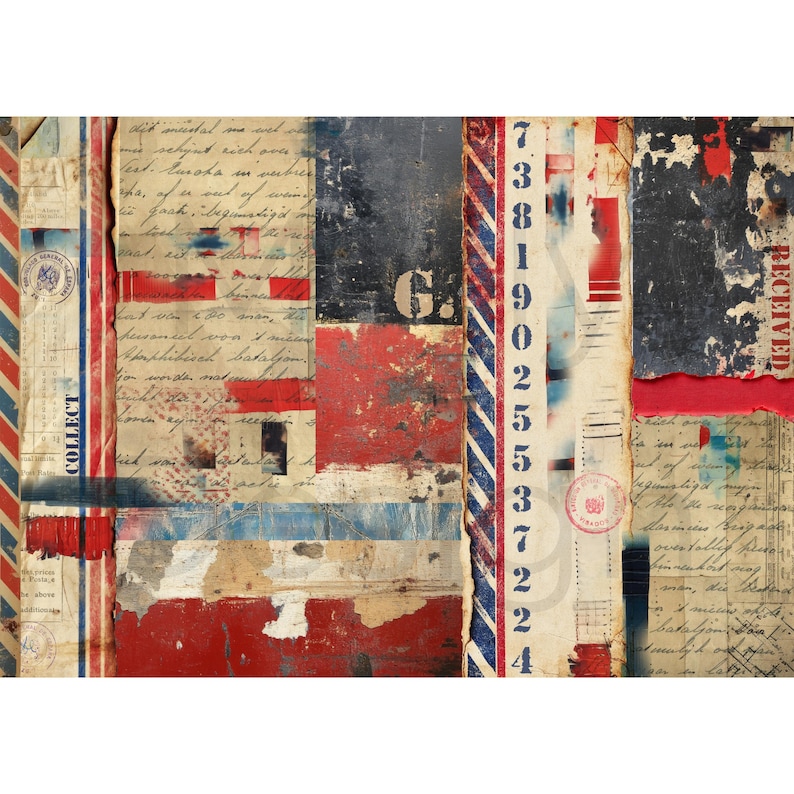 Postmarked Memories Junk Journal Backgrounds, Vintage Grunge Postal ...