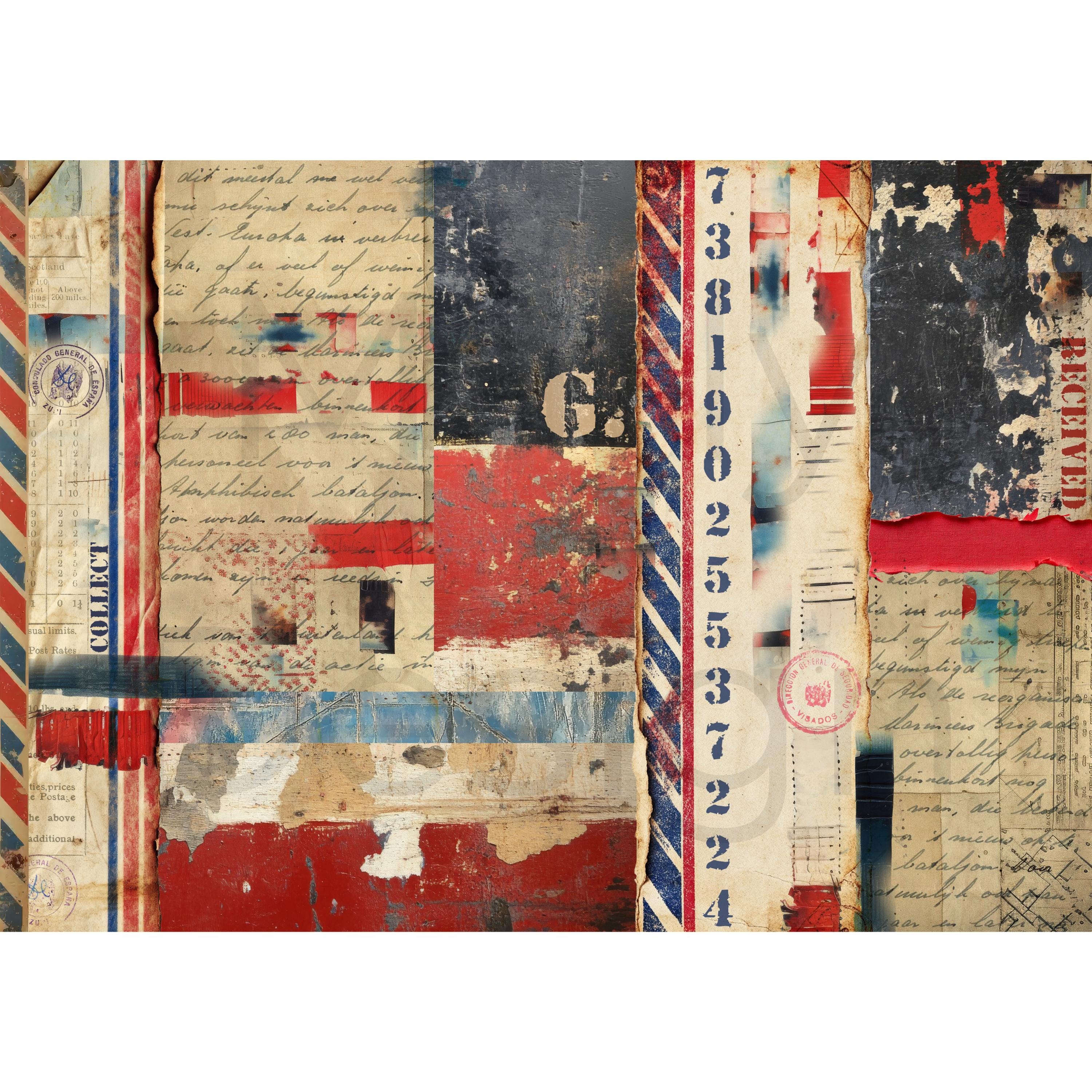 Postmarked Memories Junk Journal Backgrounds, Vintage Grunge Postal ...