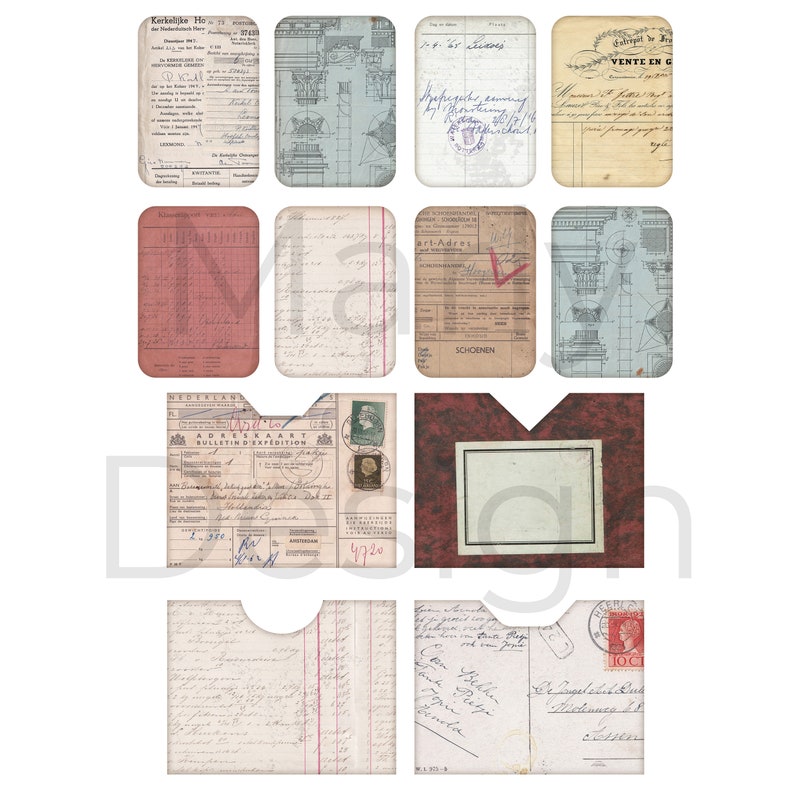Vintage Basic Ephemera Pack Printable Papers Labels Tags Pockets ...