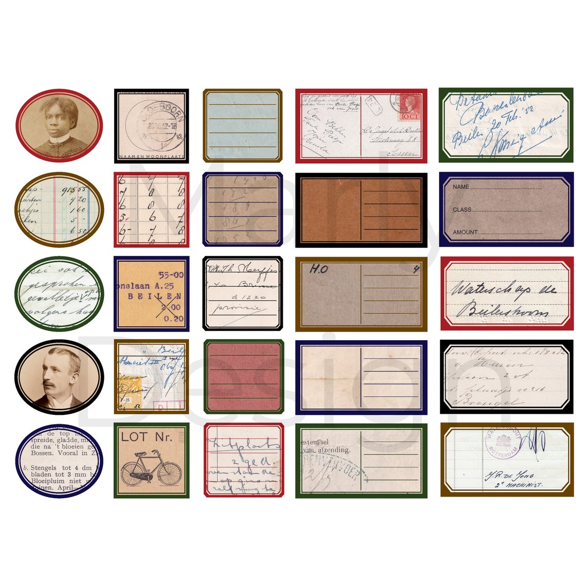 Vintage Text Labels Junk Journaling and Papercraft Dennison Labels ...