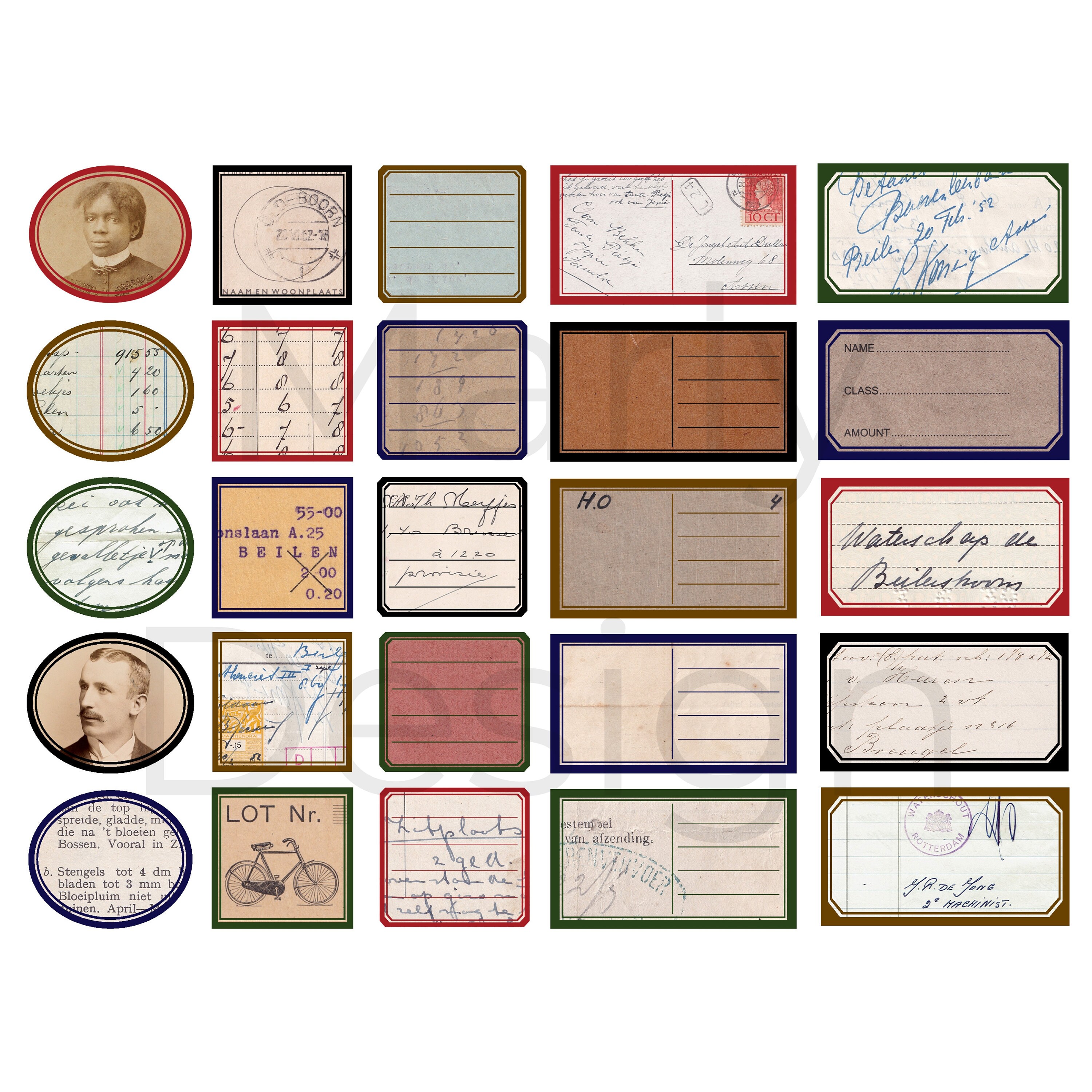 Vintage Text Labels Junk Journaling and Papercraft Dennison Labels ...